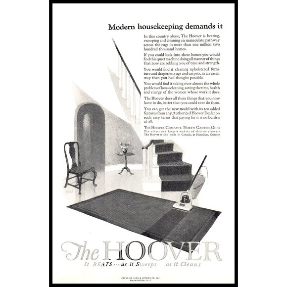 Hoover | Art | 924 Hoover Vacuum Cleaner Vintage Print Ad Rug Curved ...
